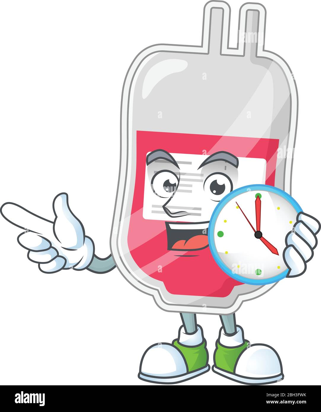Bag of blood mascot design concept holding a circle clock Stock Vector ...