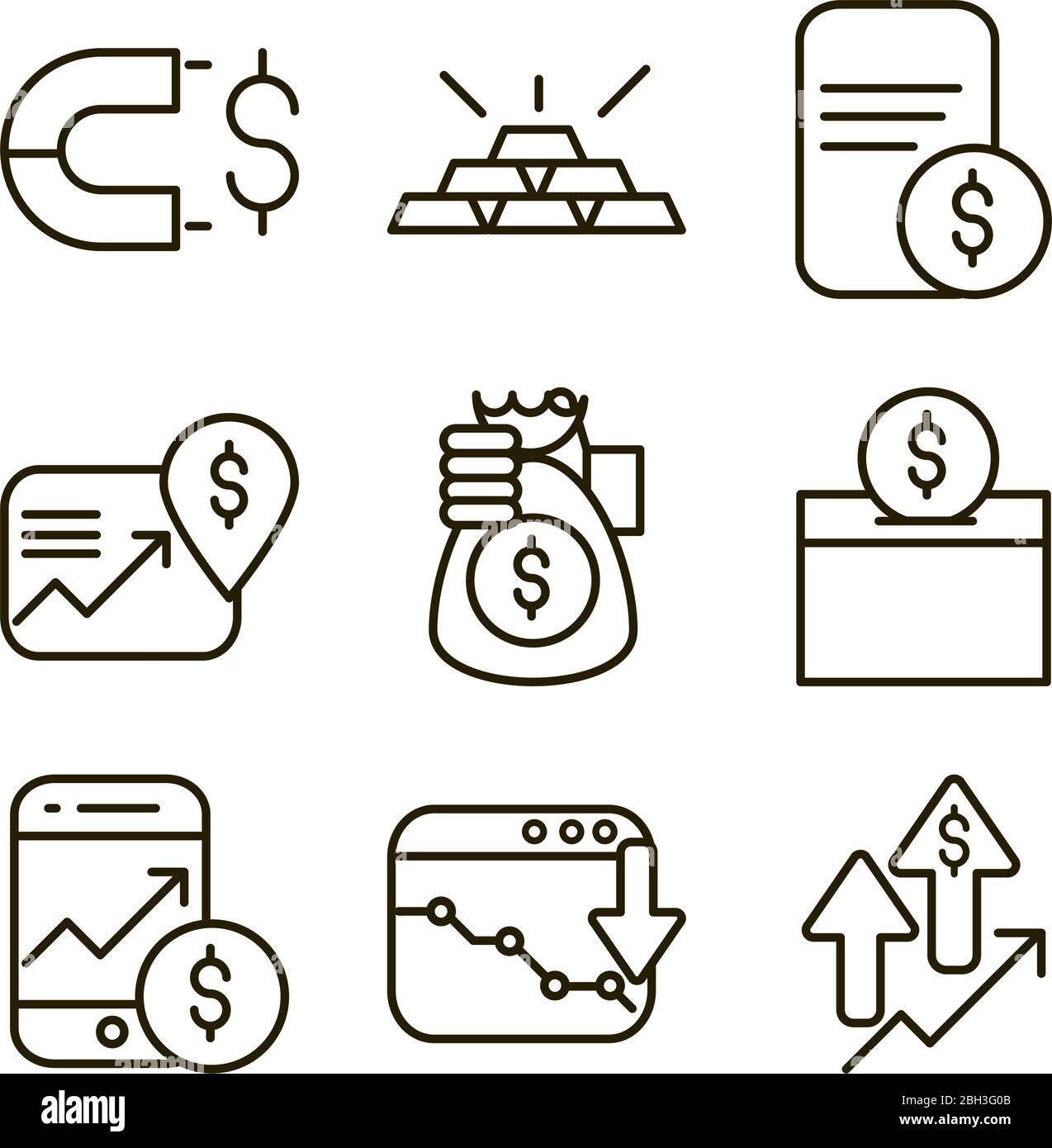 stock market financial business economy money icons set vector ...
