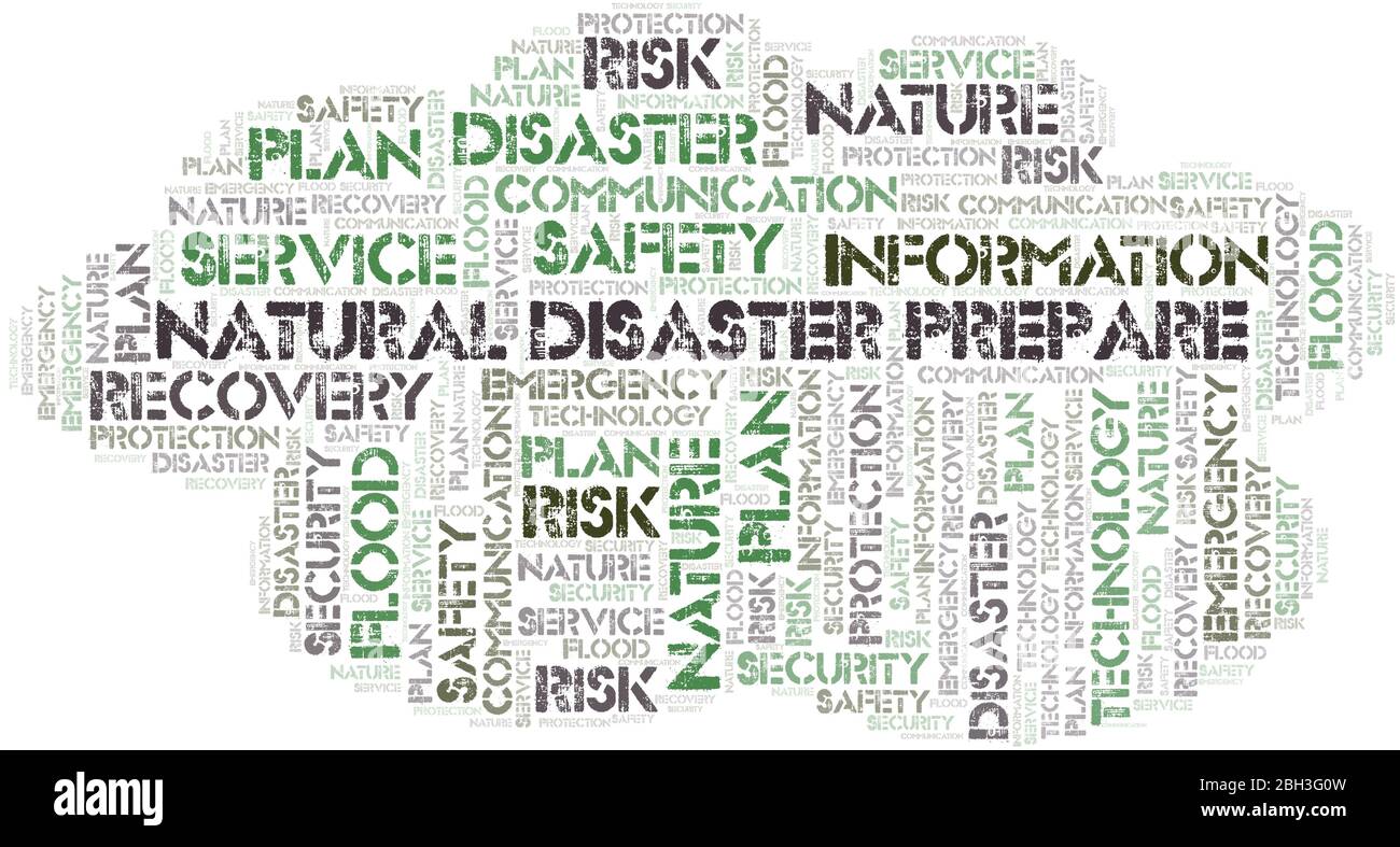 Natural Disaster Prepare typography word cloud. Wordcloud collage made ...