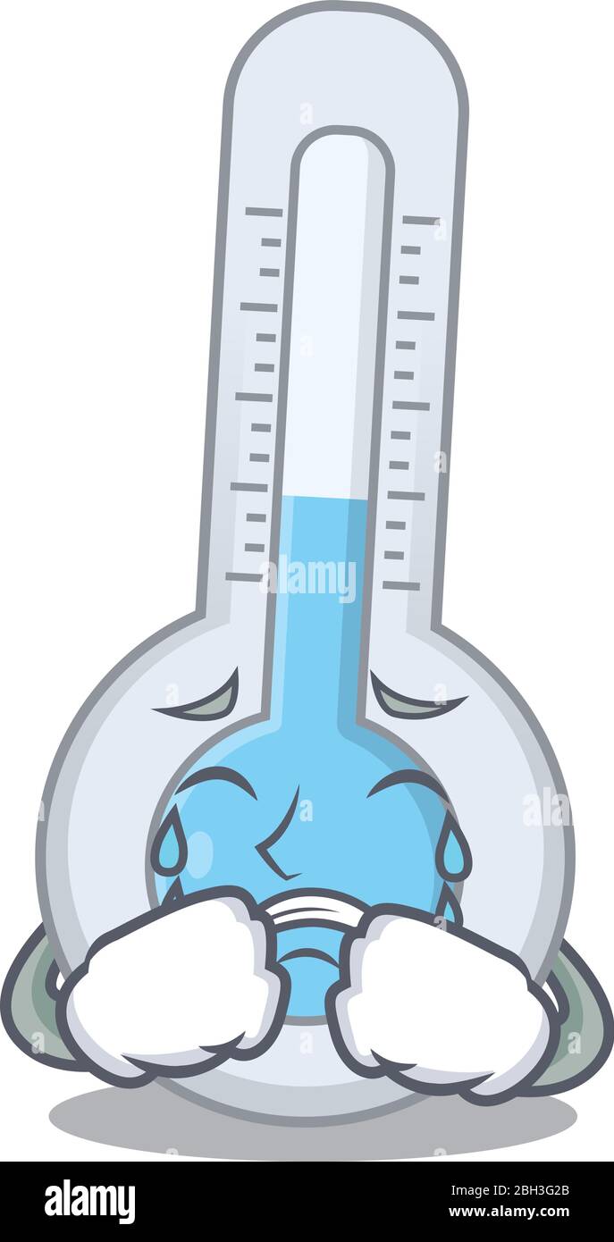 Cartoon character design of cold thermometer with a crying face Stock ...