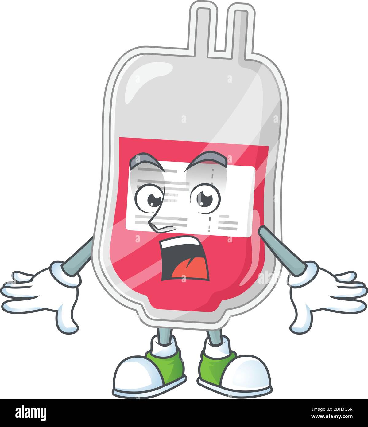 A cartoon design of bag of blood showing an amazed gesture Stock Vector ...