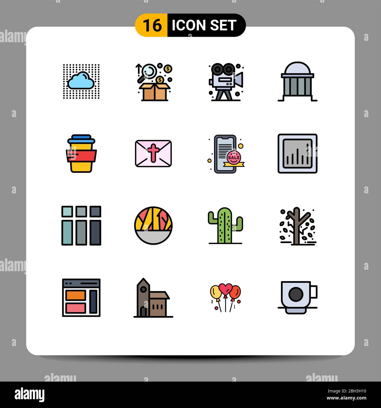 16 User Interface Flat Color Filled Line Pack of modern Signs and ...