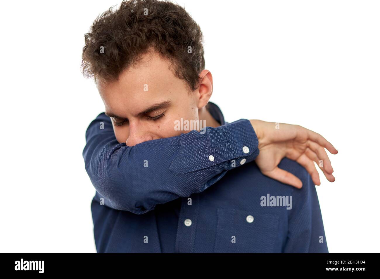 Sick man coughing elbow hi-res stock photography and images - Alamy