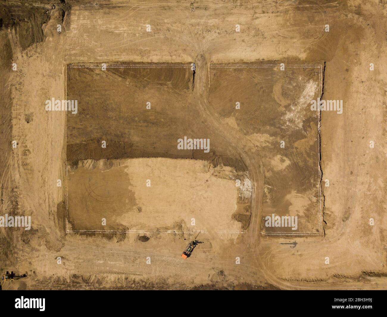 The foundation pit for the building in the courtyard of a high-rise ...