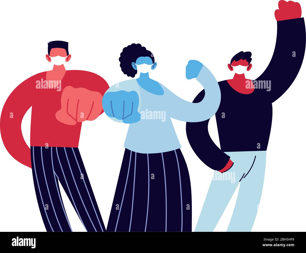 fighter people using face masks vector ilustration designe Stock Vector ...