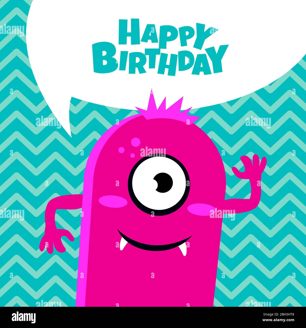 Monster party card design. Happy birthday card congratulation. Vector ...
