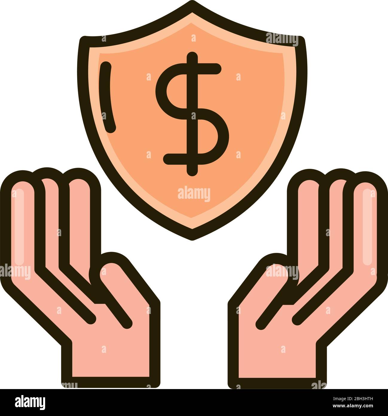 hands with shield protection money business financial investing vector ...