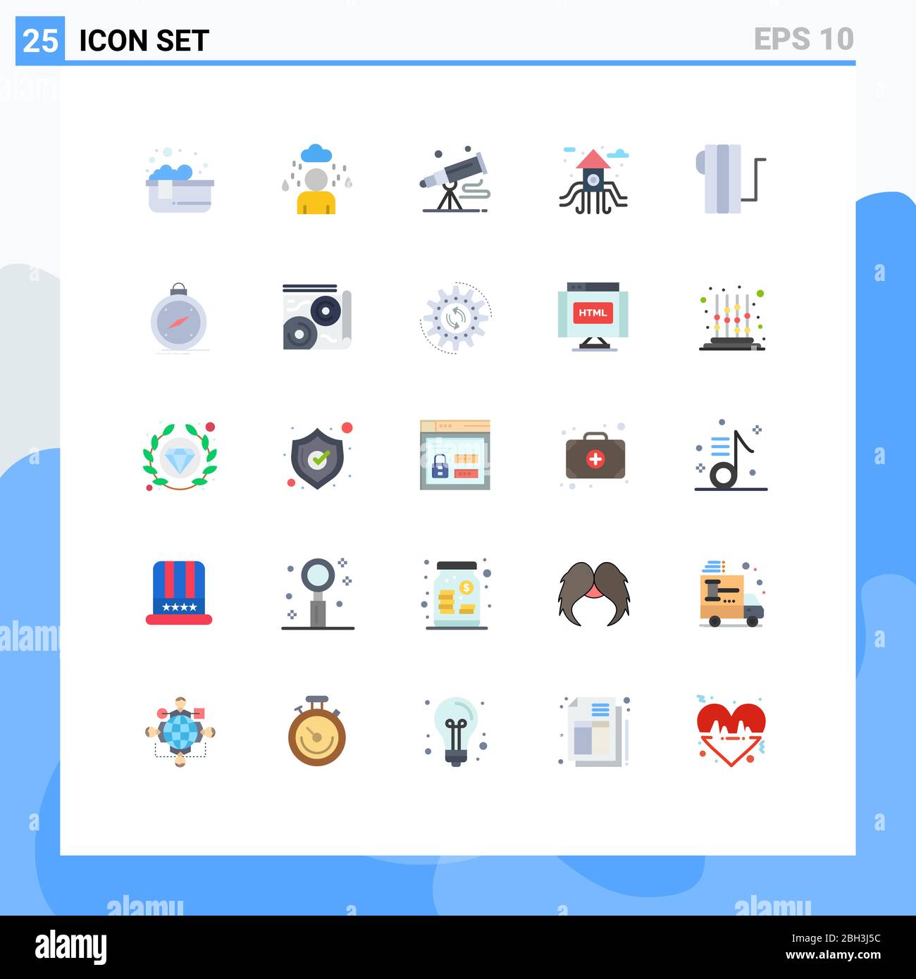 Set of 25 Modern UI Icons Symbols Signs for heat, appliances, spyglass ...