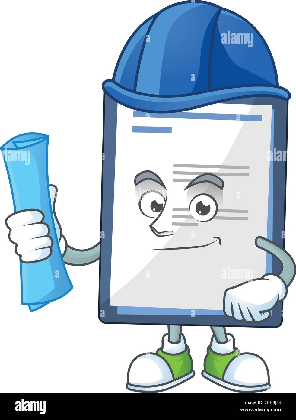 Talented Architect medical note cartoon design style having blue prints ...