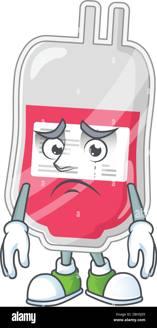 Cartoon picture of bag of blood with worried face Stock Vector Image ...