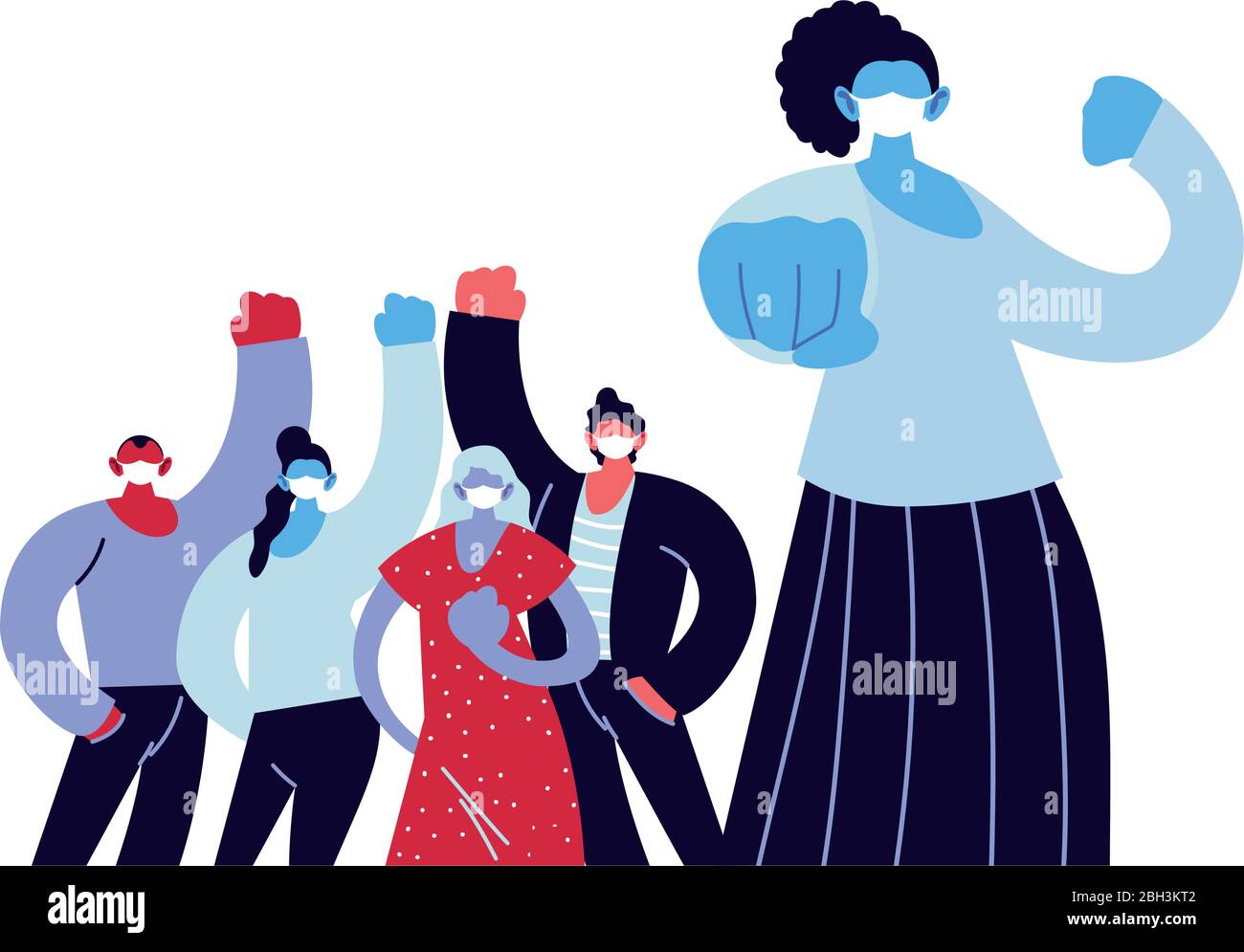 fighter people using face masks vector ilustration designe Stock Vector ...