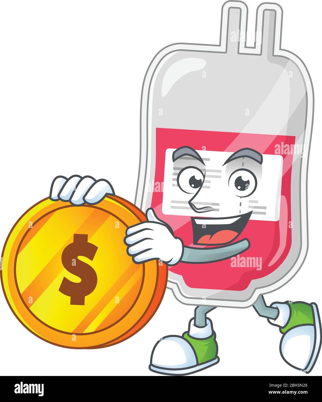 Bag of blood rich cartoon character have big gold coin Stock Vector ...