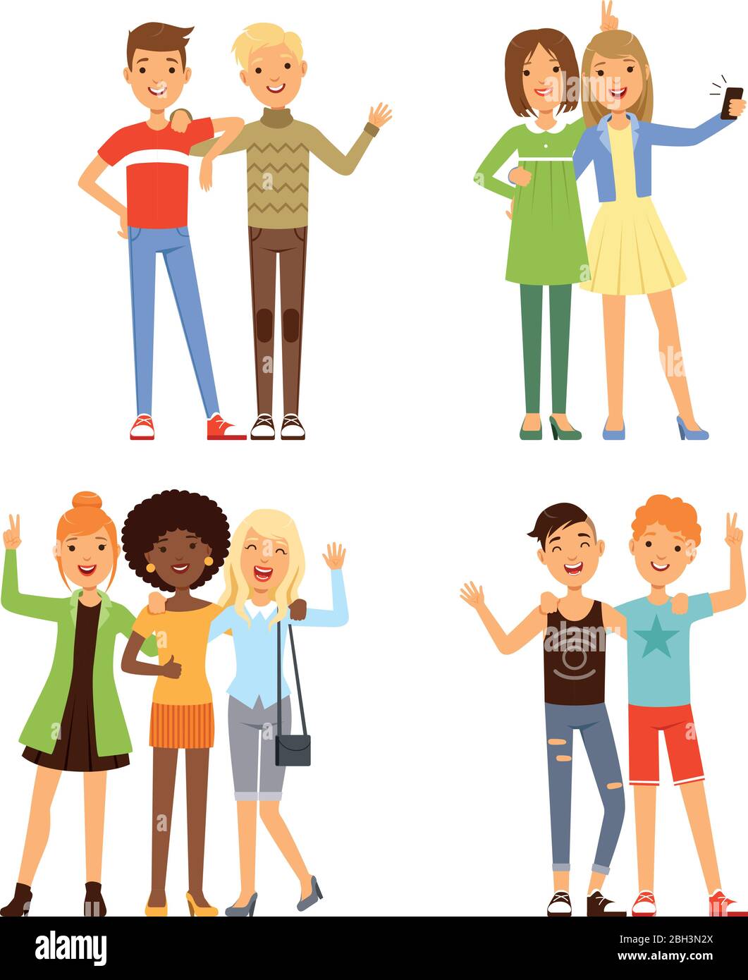 Illustrations of friendship. Different male and female friends ...