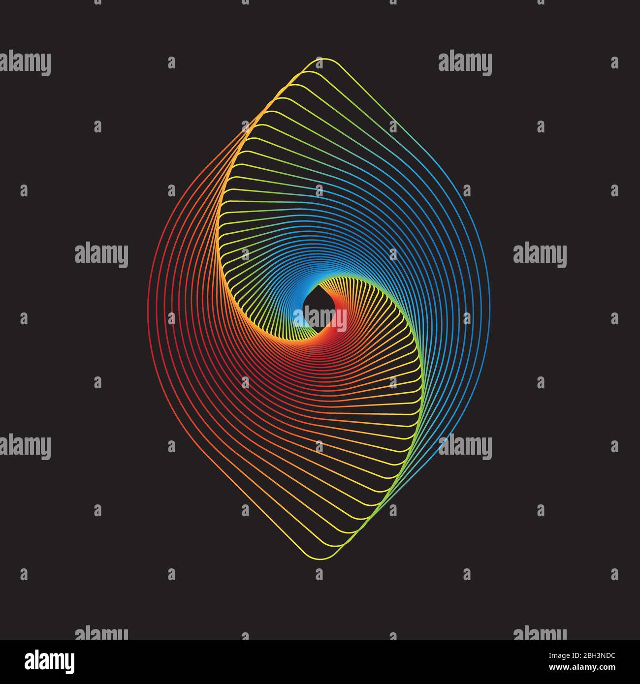 Similar to eye shape with gradient colorful spiral lines on black ...
