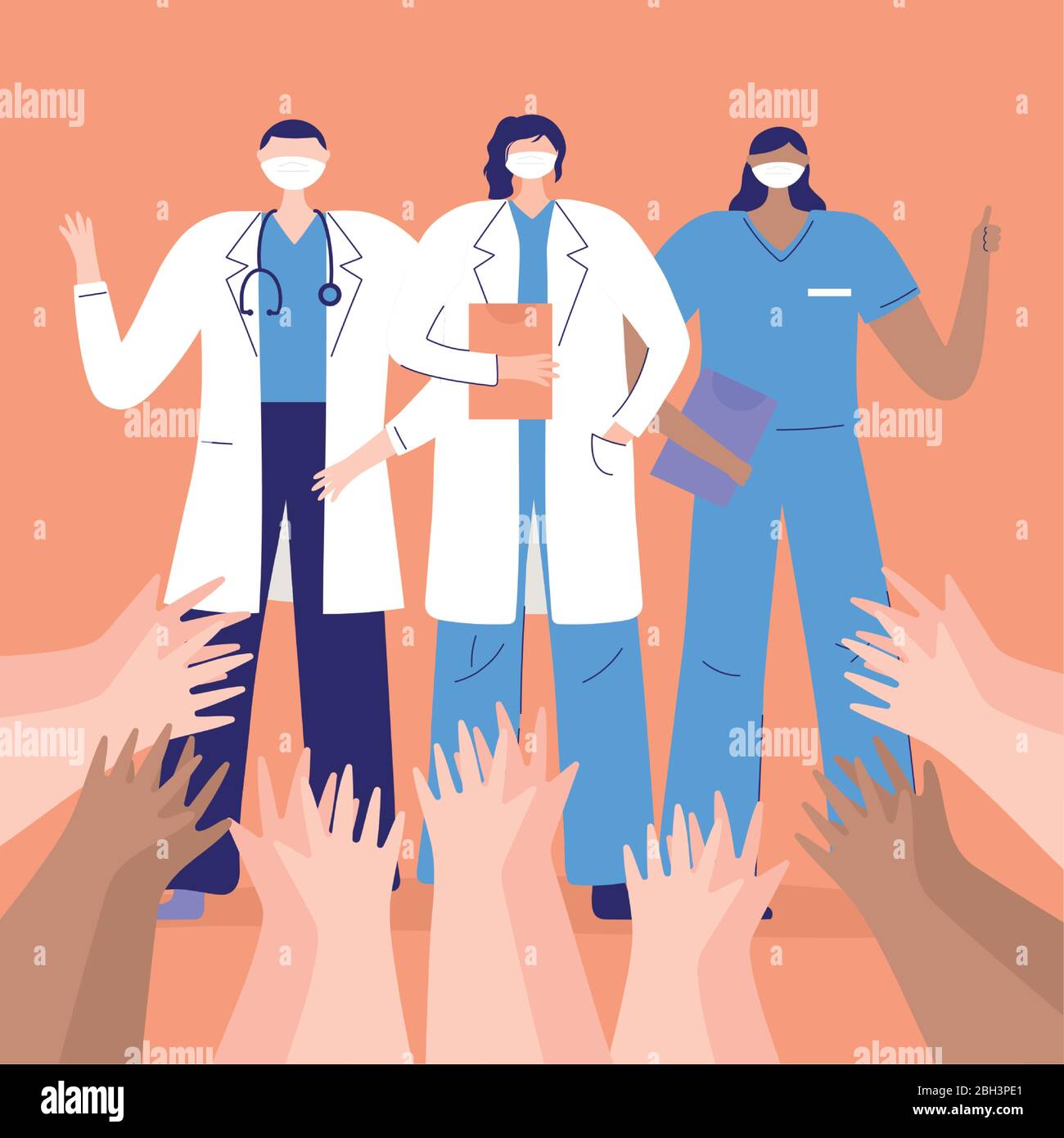 thank you doctors and nurses, physicians and nurse, raised hands ...