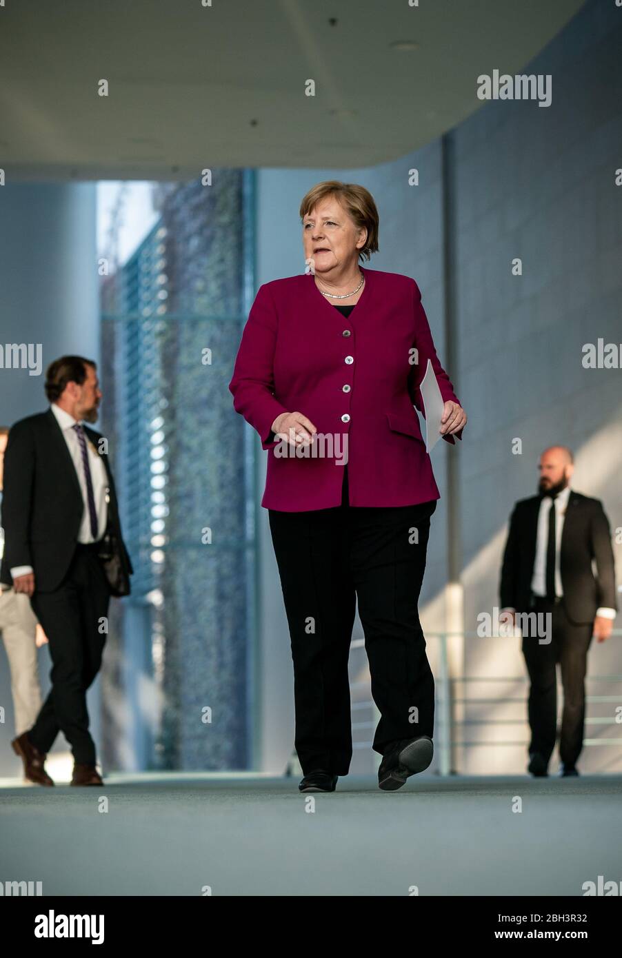 Berlin, Germany. 23rd Apr, 2020. Chancellor Angela Merkel (CDU), comes ...