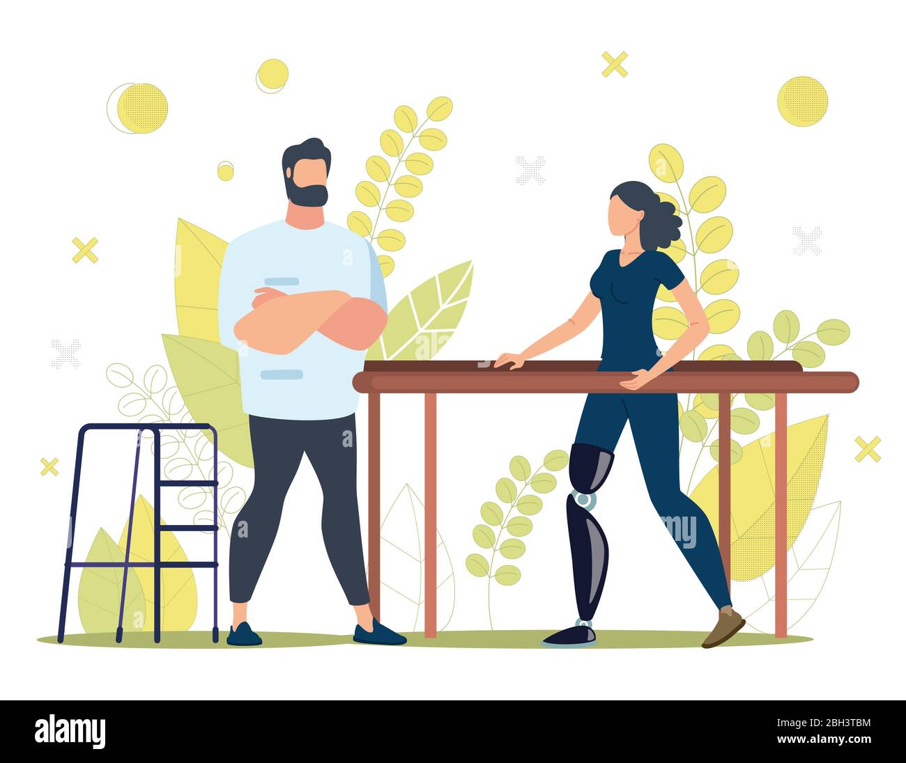 Therapist Helping Disabled Woman Vector Concept Stock Vector Image ...