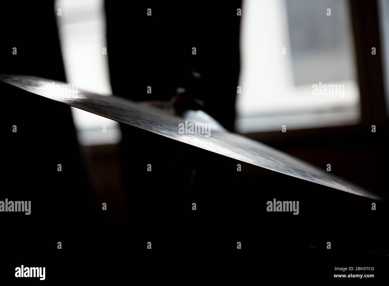 Cymbal Closeup in music studio. Drummer and drums concept. Music and ...