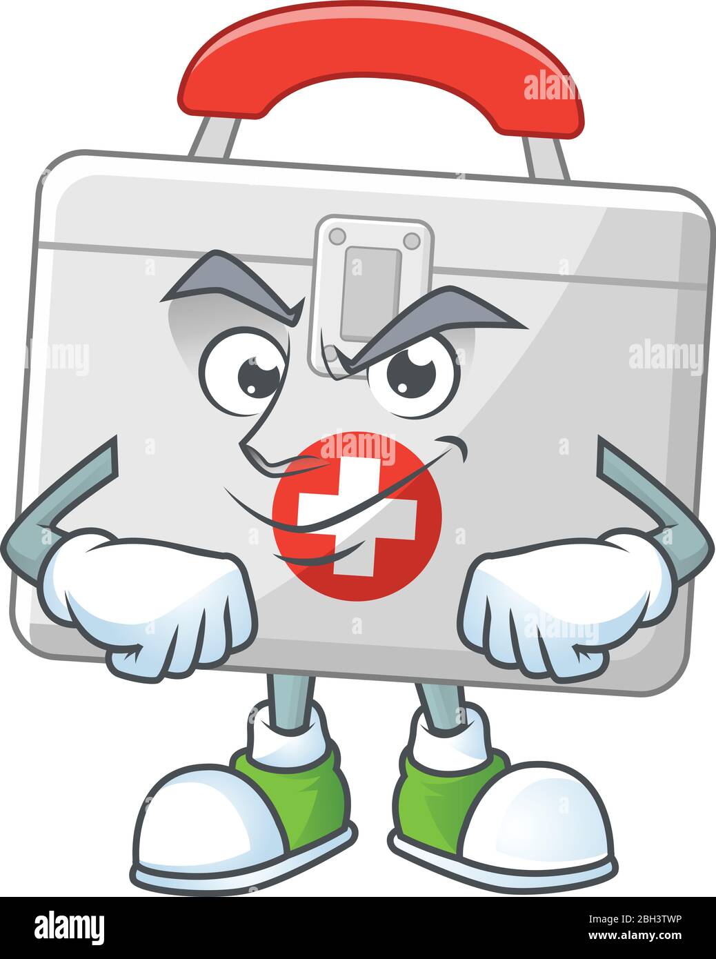 First aid kit mascot design style with grinning face Stock Vector Image ...