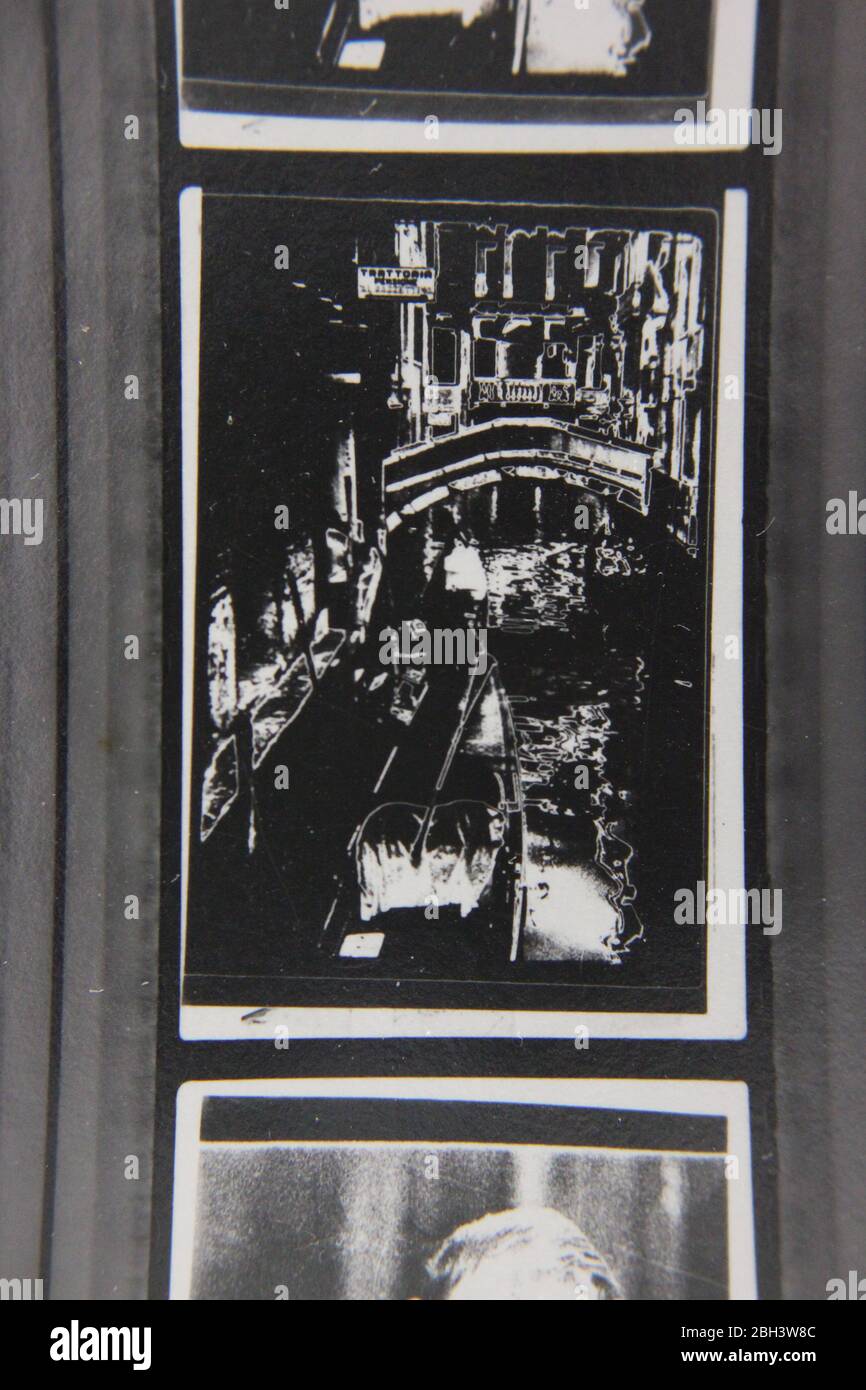 Fine 70s vintage extreme high contrast contact print photography of a ...