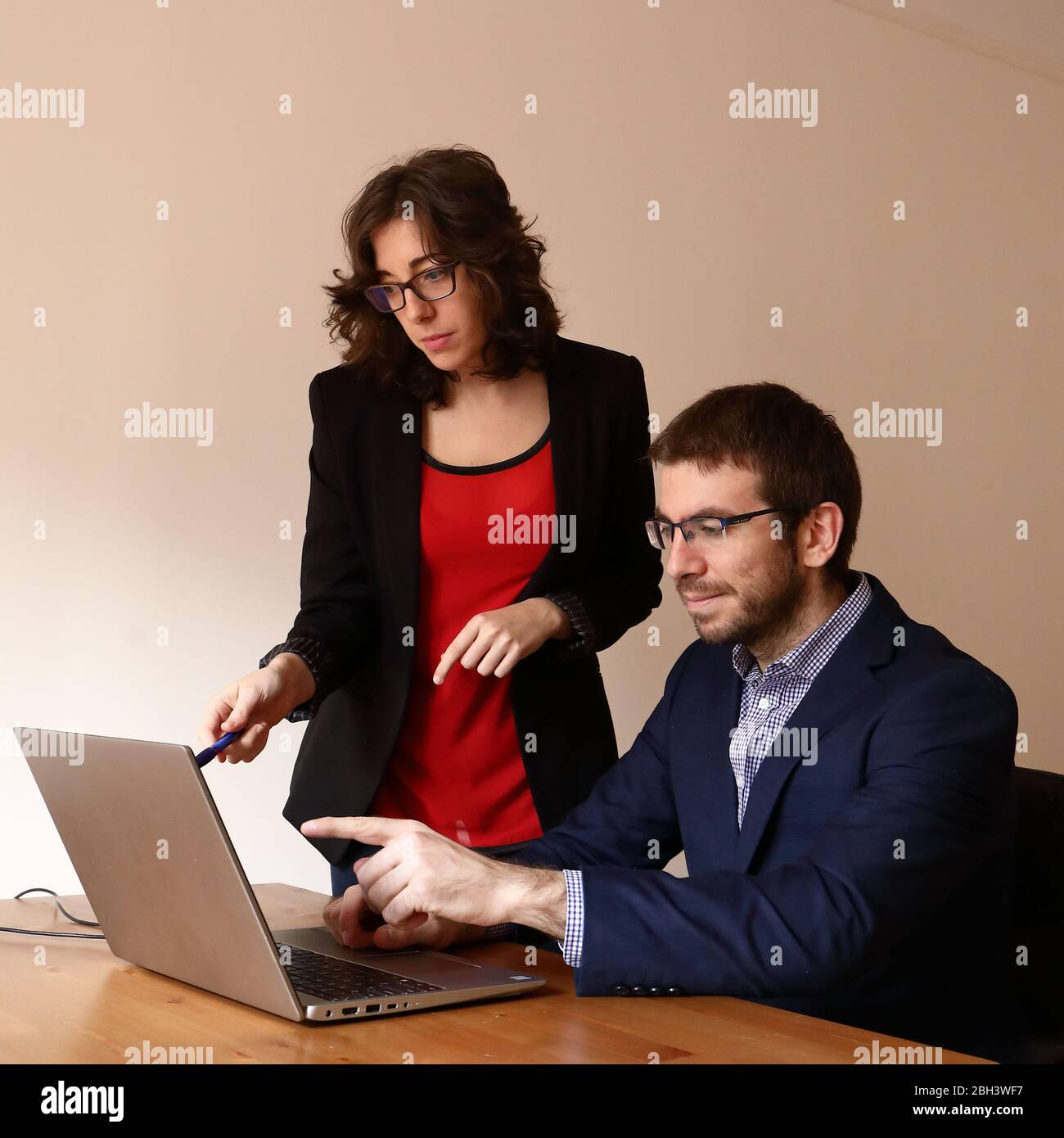 Modern business woman working in the computer (PC) at the office with ...
