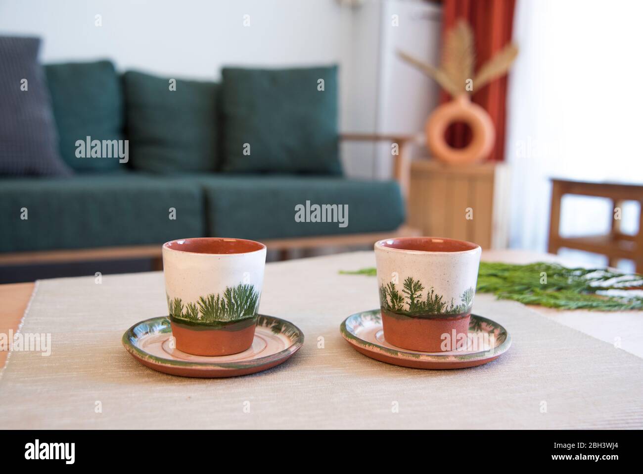 turkish coffee in handmade ceramic cups Stock Photo - Alamy