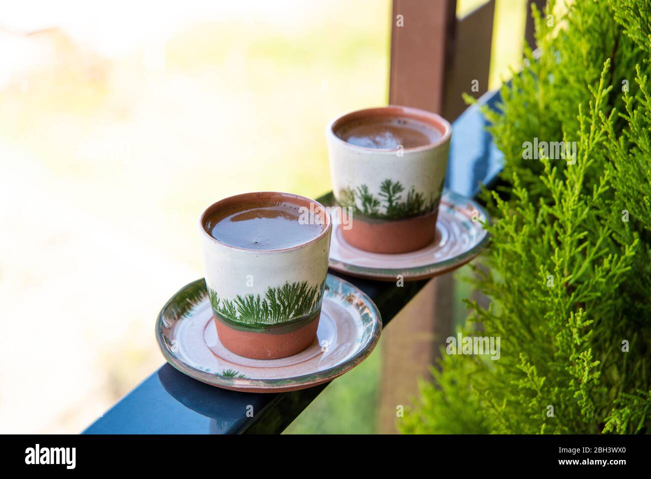 turkish coffee in handmade ceramic cups Stock Photo - Alamy