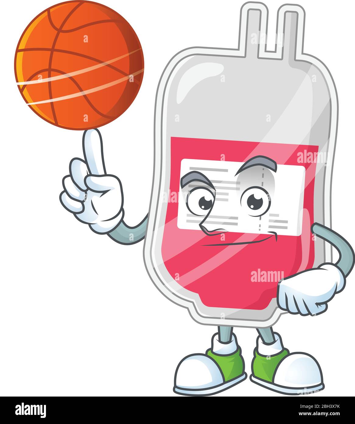 An athletic bag of blood cartoon design style playing basketball Stock ...