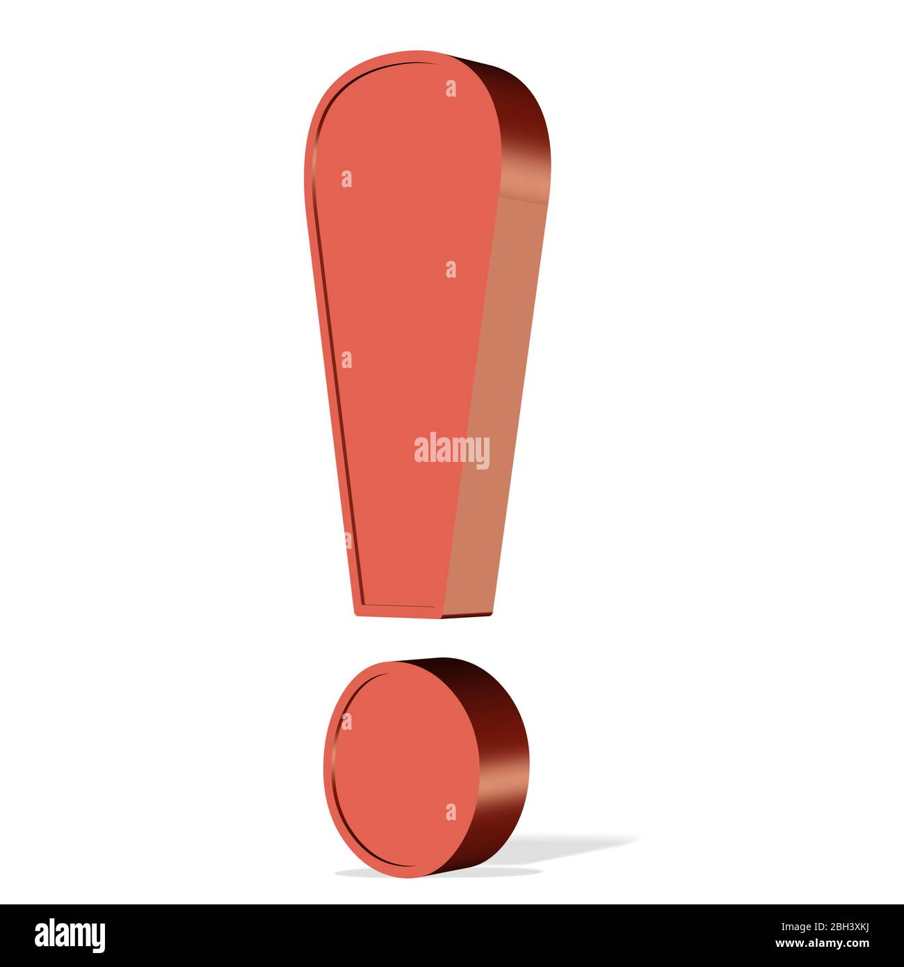 Red exclamation mark against white background, 3d illustration Stock ...