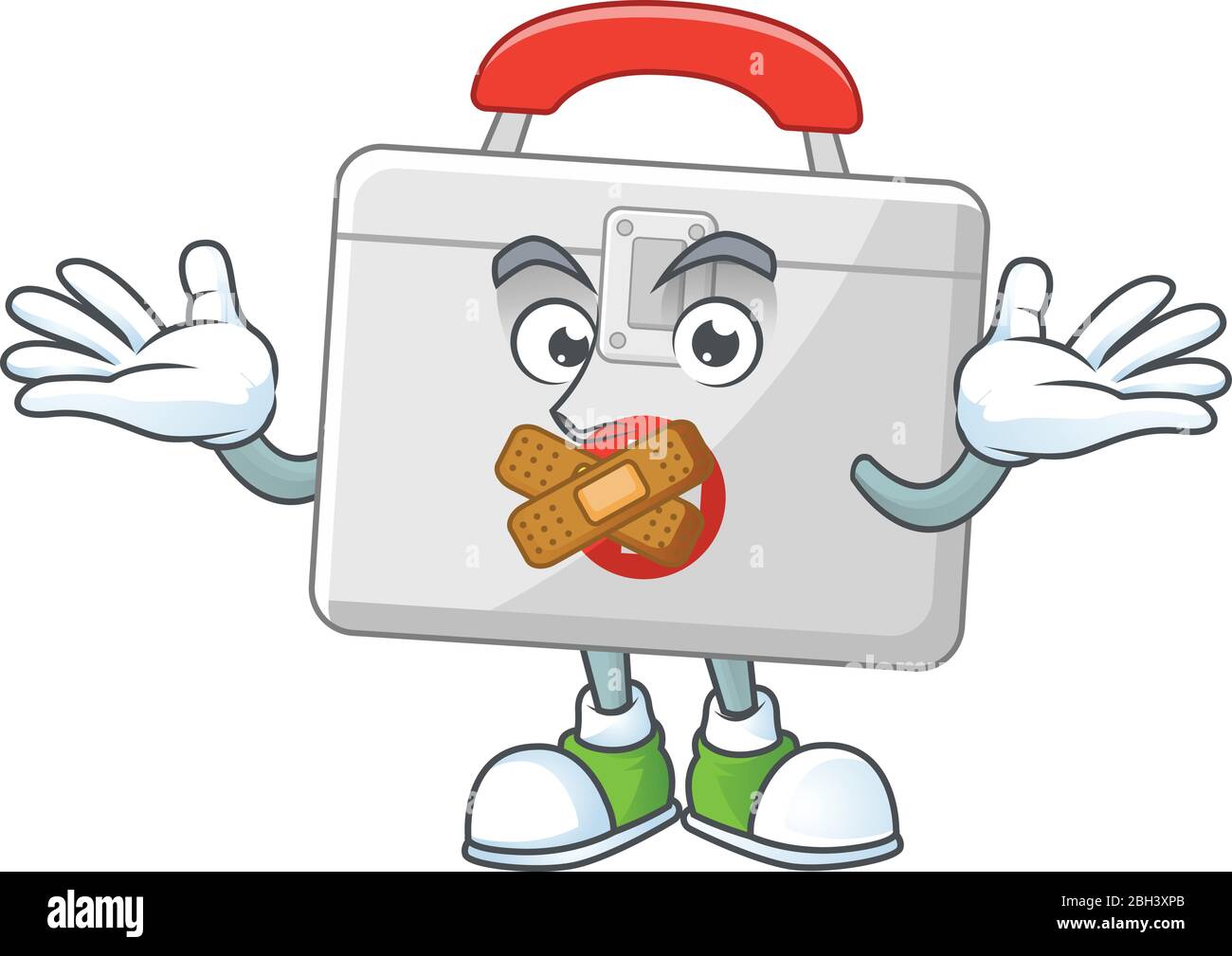First aid kit mascot cartoon design with quiet finger gesture Stock ...
