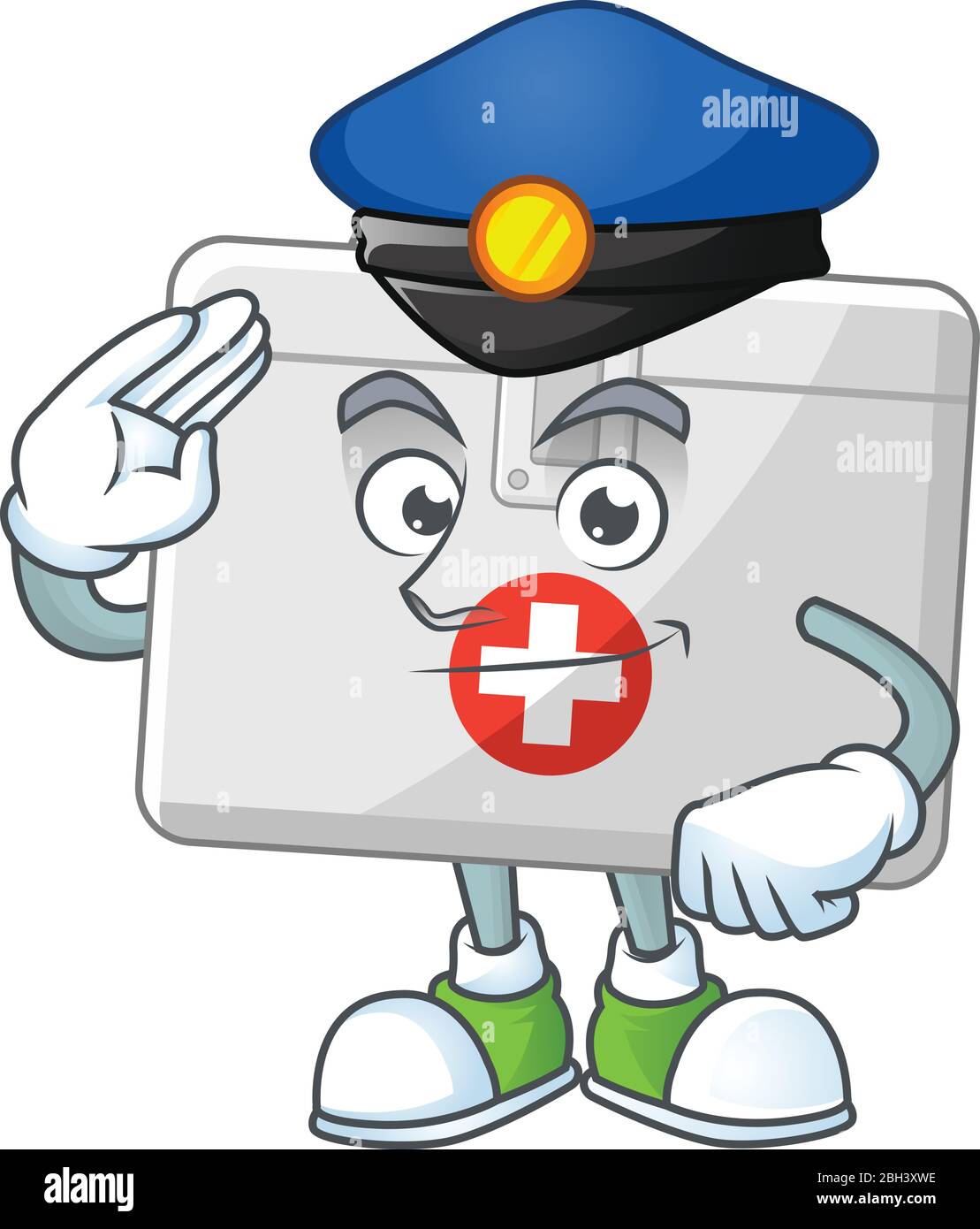 A dedicated Police officer of first aid kit mascot design style Stock ...