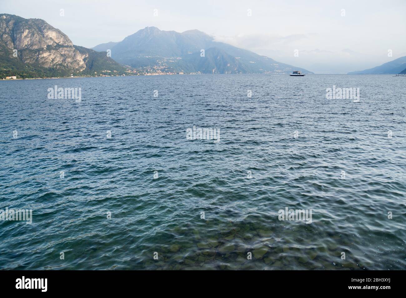 View to the waters of lake Como, Italy. Mountains and landscape at ...
