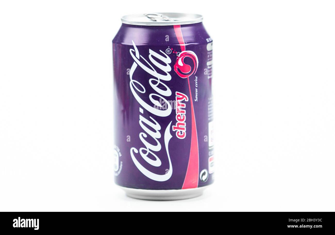 Atlanta, Georgia, USA April 4, 2020: aluminum Coca-Cola Cherry can ...