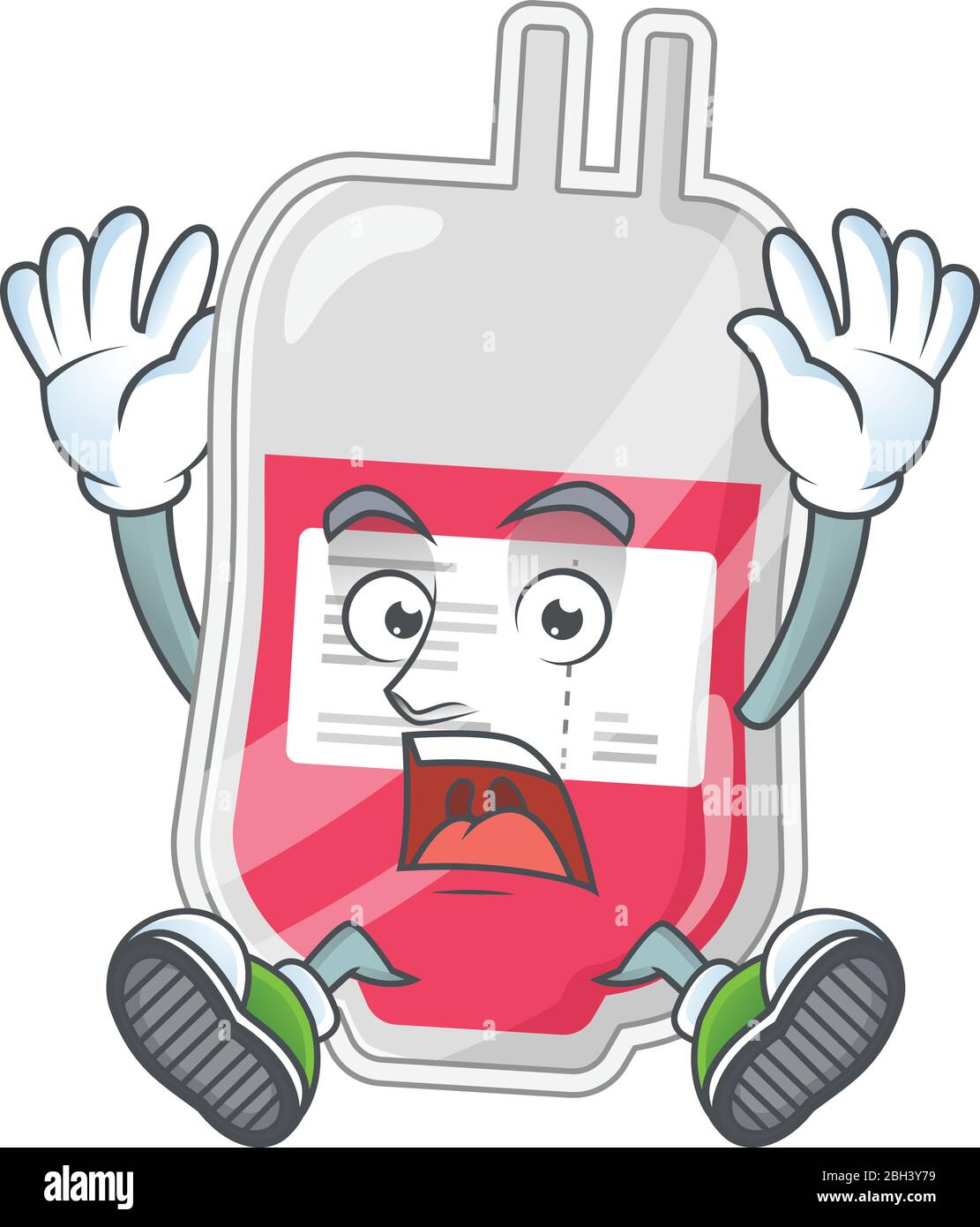 Bag of blood cartoon character design showing shocking gesture Stock ...