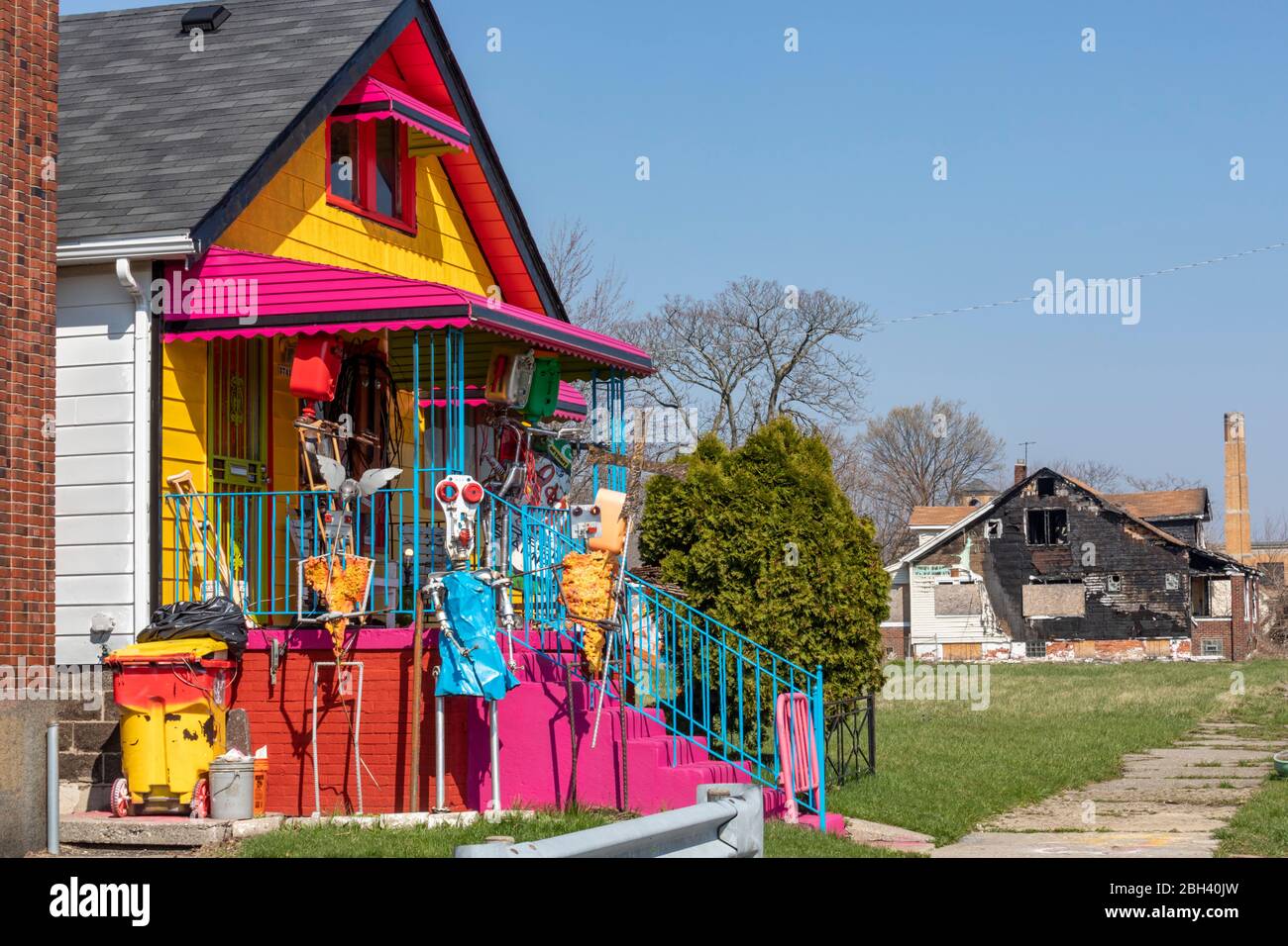 Detroit, Michigan - The studio gallery of artist Tim Burke, decorated ...