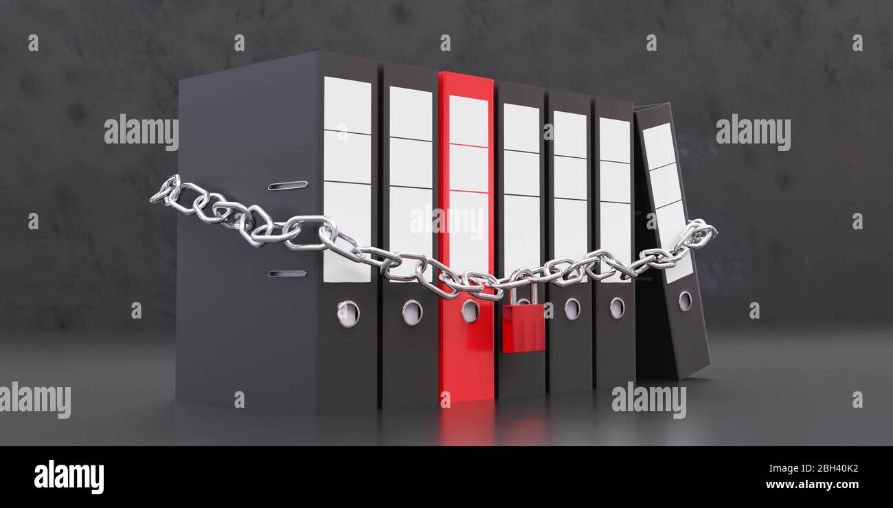 Protected Files confidental documents data security concept 3d ...