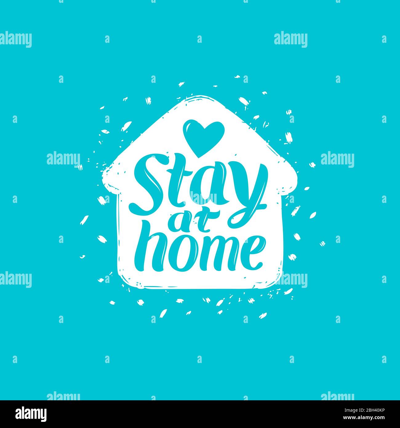 STAY at HOME lettering. Self isolation vector illustration Stock Vector ...