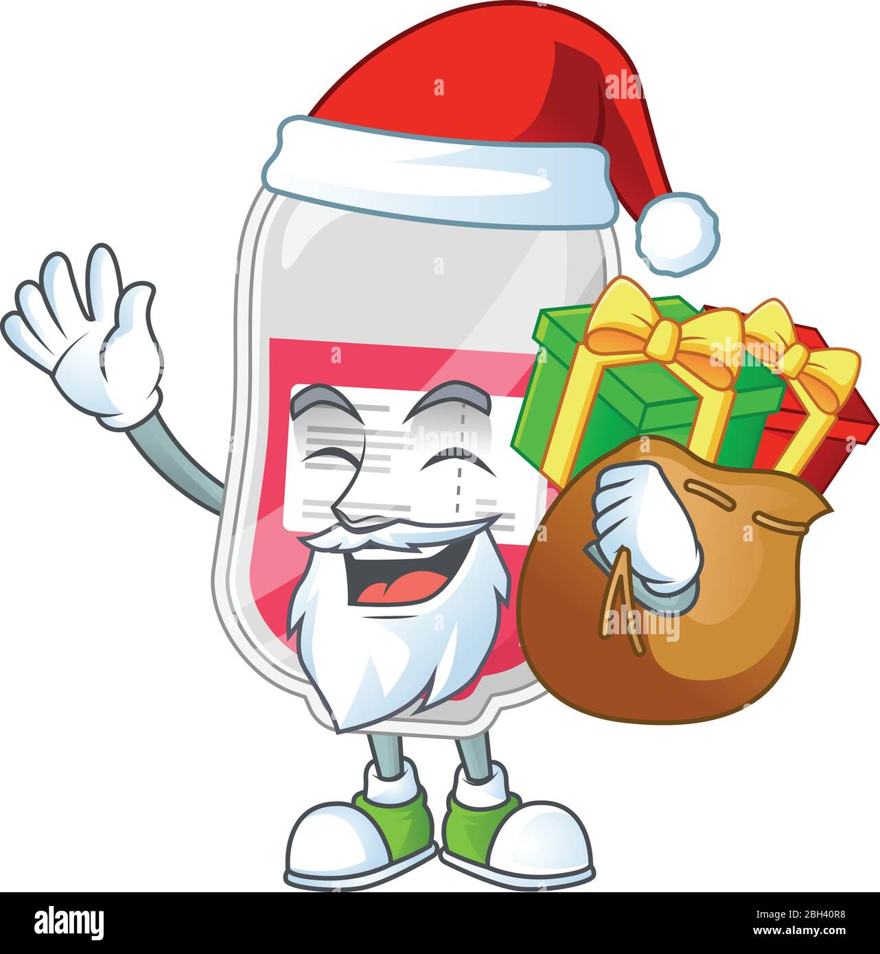 Santa bag of blood Cartoon character design with sacks of gifts Stock ...