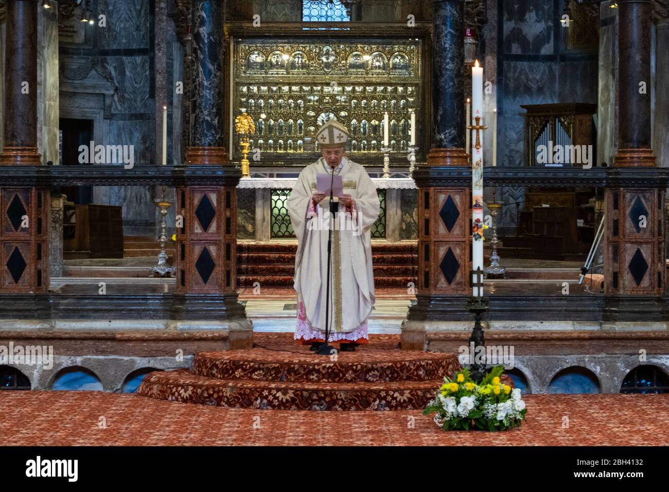 VENICE, ITALY - APRIL 12: Francesco Moraglia, Patriarch of Venice ...