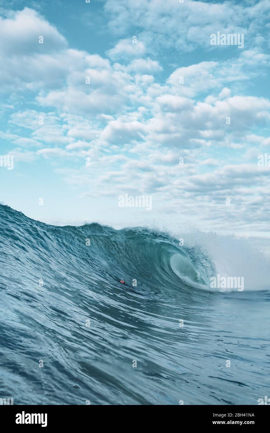 A wave breaks on a reef in a tropical paradise beach Stock Photo - Alamy