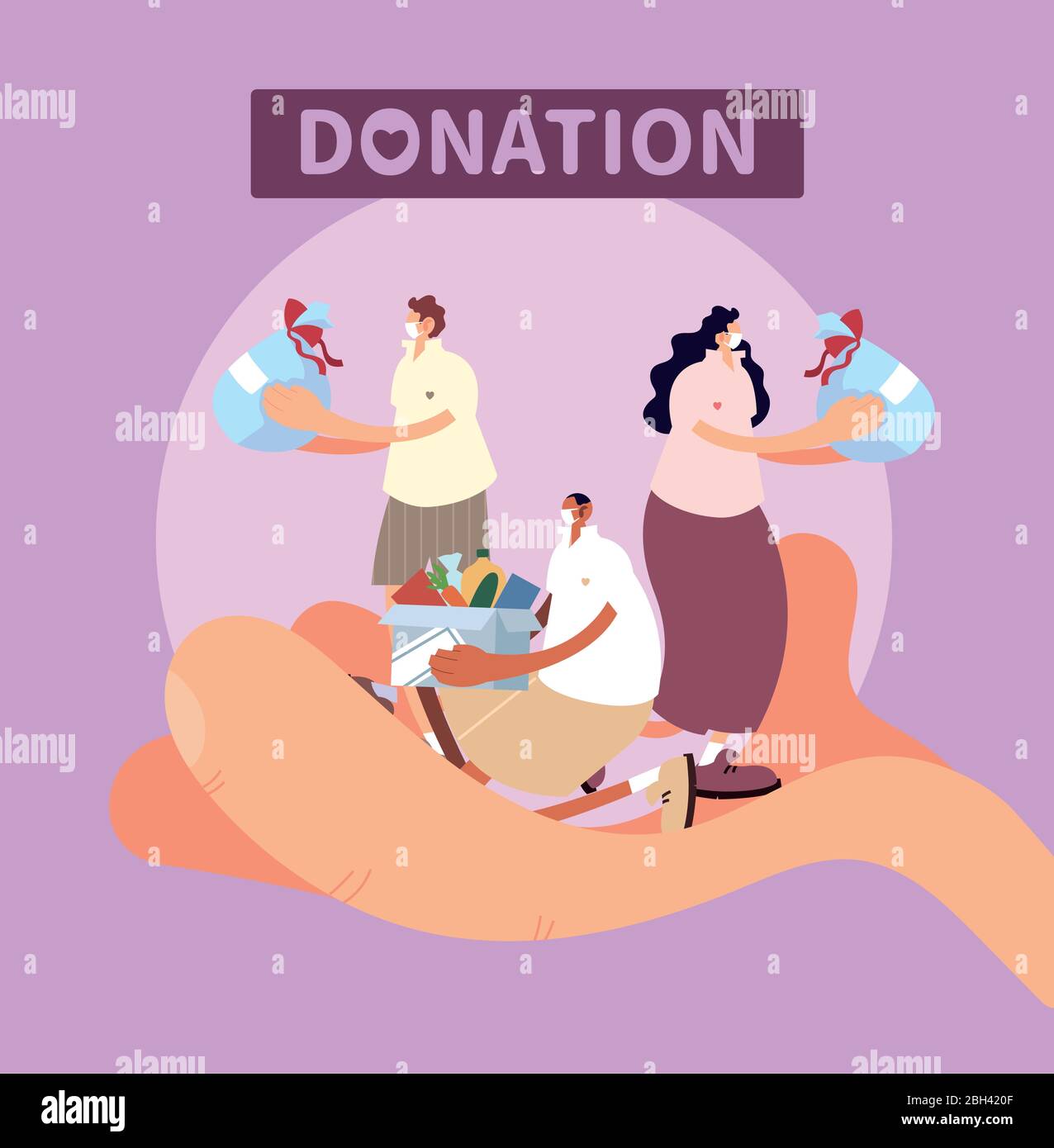 hand with people symbol of charity donation vector illustration design ...
