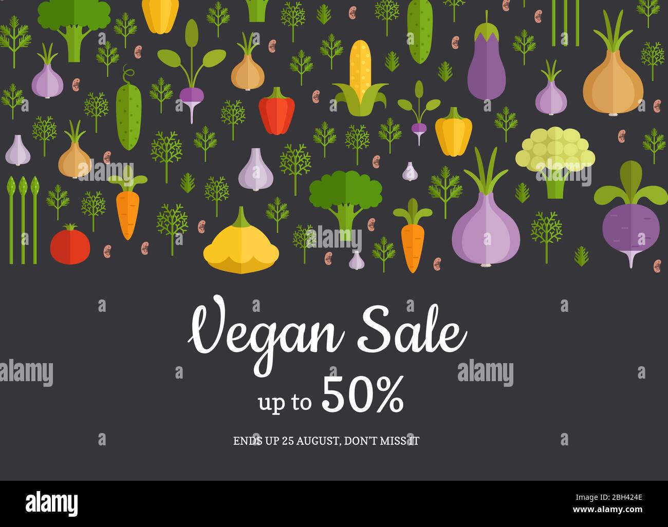 Vector handdrawn fruits and vegetables horizontal sale background ...