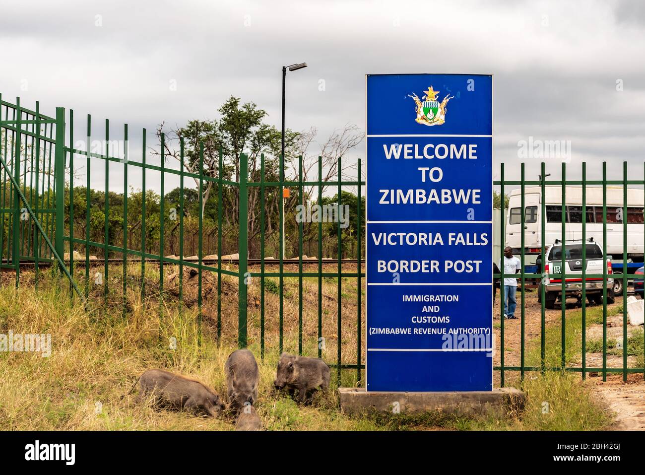 Victoria Falls, Zambia - April 9, 2015: View at welcome sign at the ...