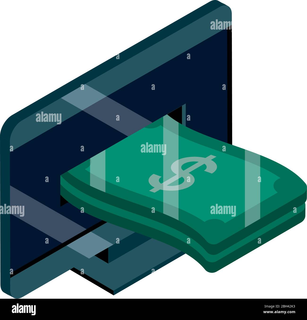 online shopping, computer screen money banknote vector illustration ...