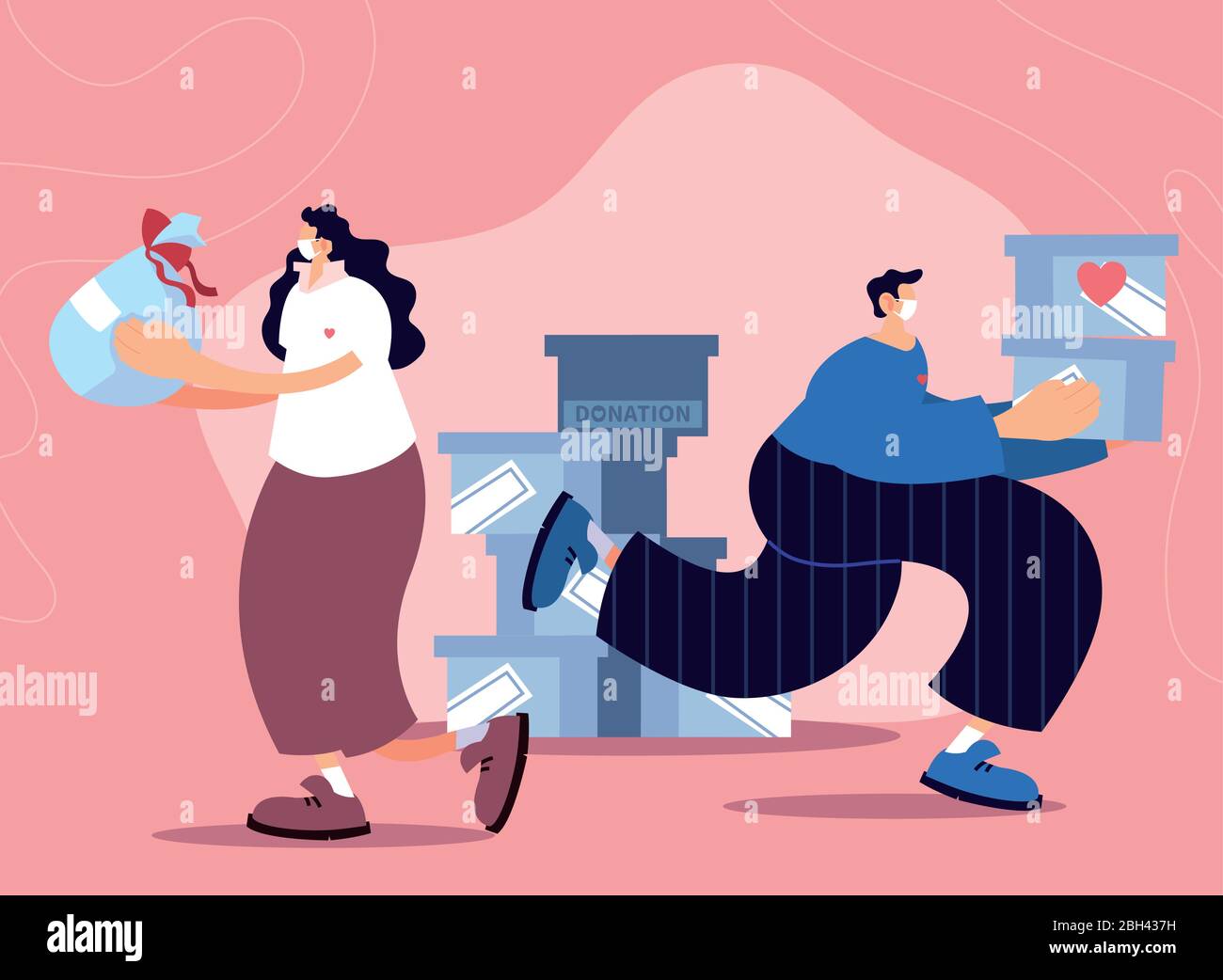couple of people give charity donation vector illustration design Stock ...