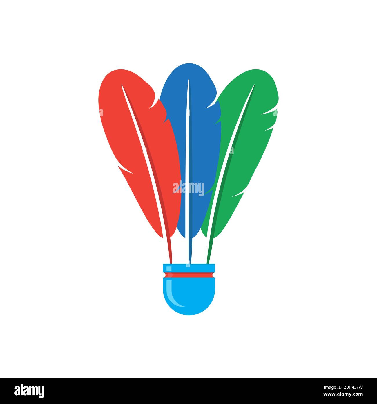 Shuttlecock Icon with Colorful Feathers Isolated on White Background ...
