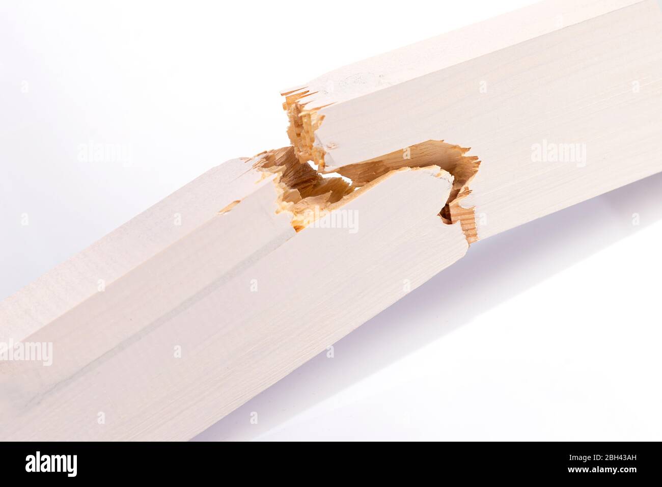 New broken wooden board on a white background close-up Stock Photo - Alamy