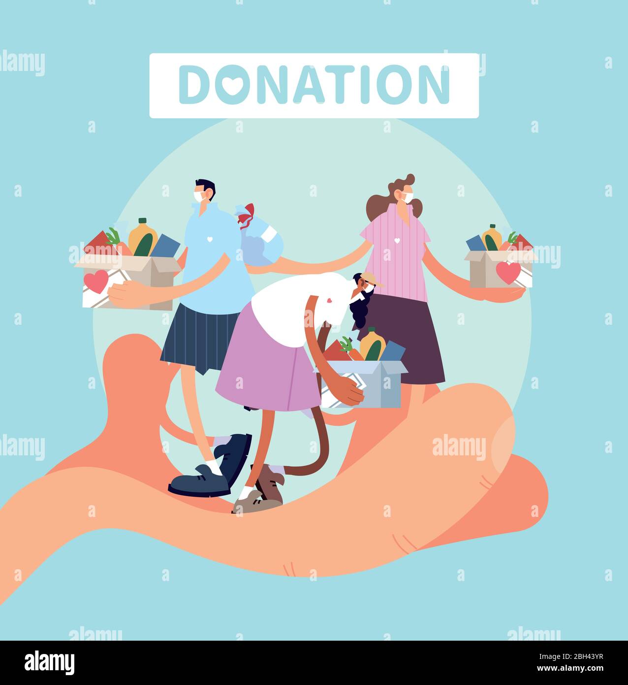 hand with people symbol of charity donation vector illustration design ...
