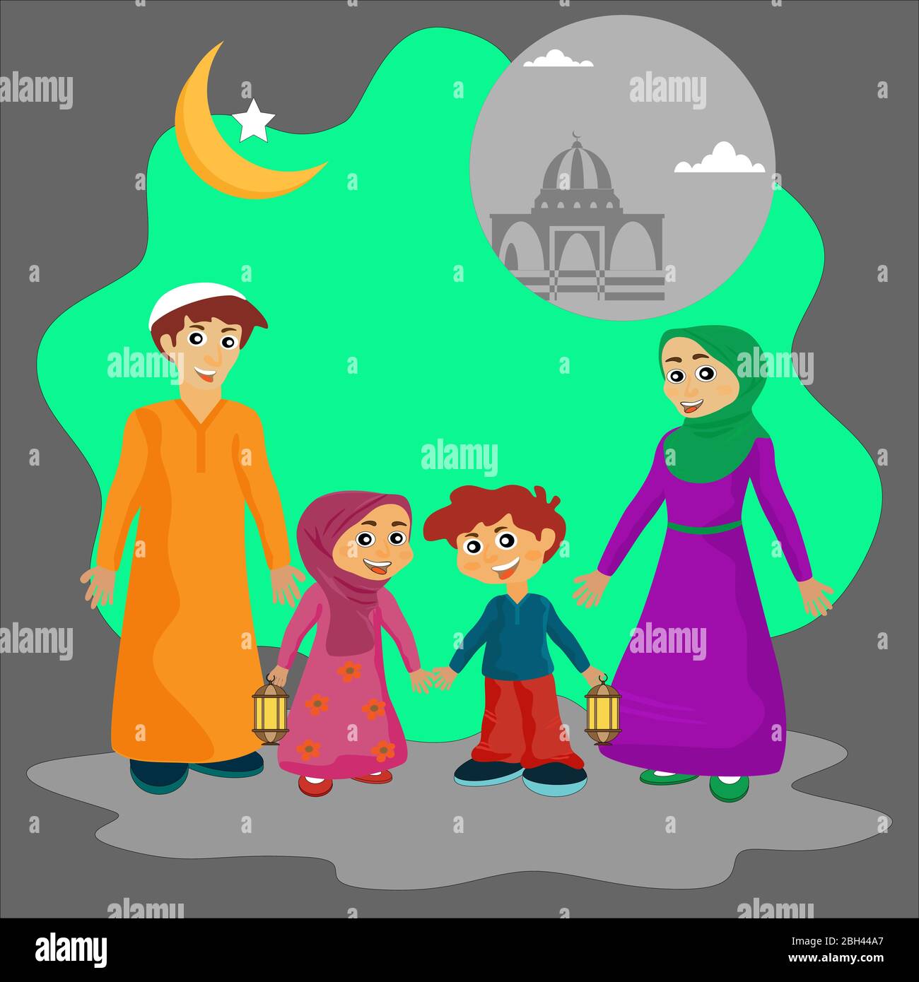 Vector illustration of ramadan kareem for moslem family Stock Vector ...