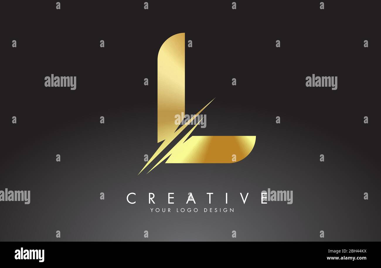 Golden L letter logo design with creative cuts. Creative vector ...
